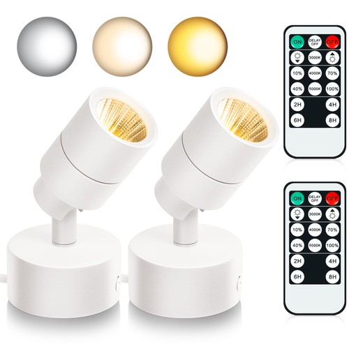 2 Pack LED Spot Lights Indoor, 3W Uplighting With Remote Control 2-Pack ...