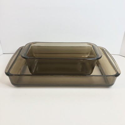 PYREX 213 & 232 Amber Brown Glass Meatloaf Bread Pan Baking Casserole ...