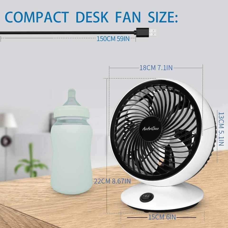 6 Inch Portable USB Desk Fan 2-Speed Control USB Powered Fan 6 Fan ...