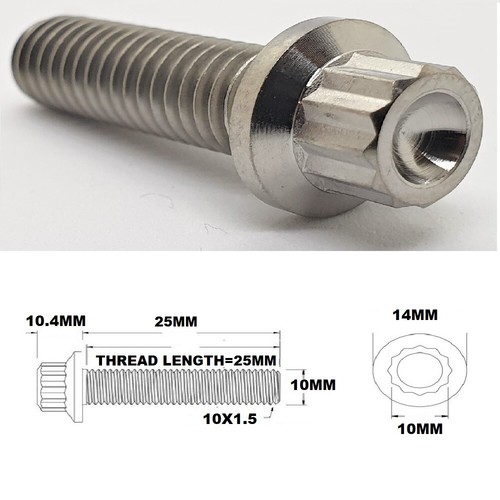 1X 12PT TITANIUM M10X1.5 BOLT 12 POINT M10 X 25MM M10X25MM LONG GRADE 5 ...