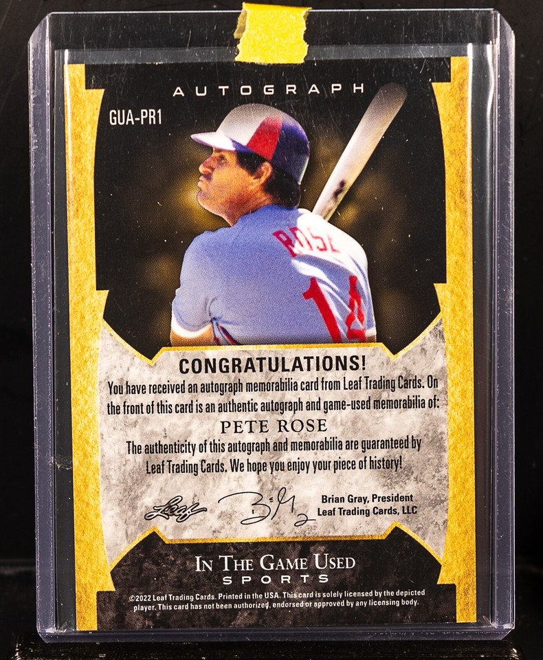 Pete Rose 2022 Leaf Spectrum Red Holofoil Game Used Jersey Auto #1/50 ...