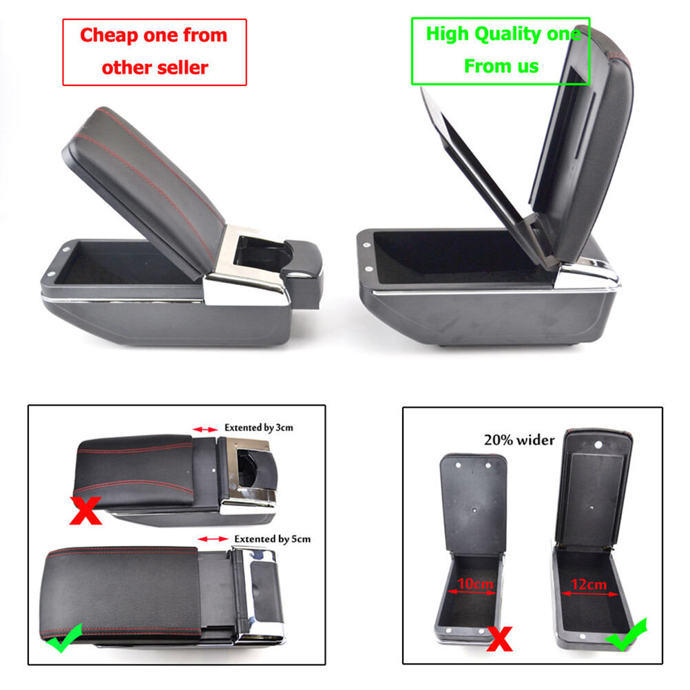 For Ford Fiesta mk7 Armrest Arm Rest Support Cushion Pad Storage Box ...