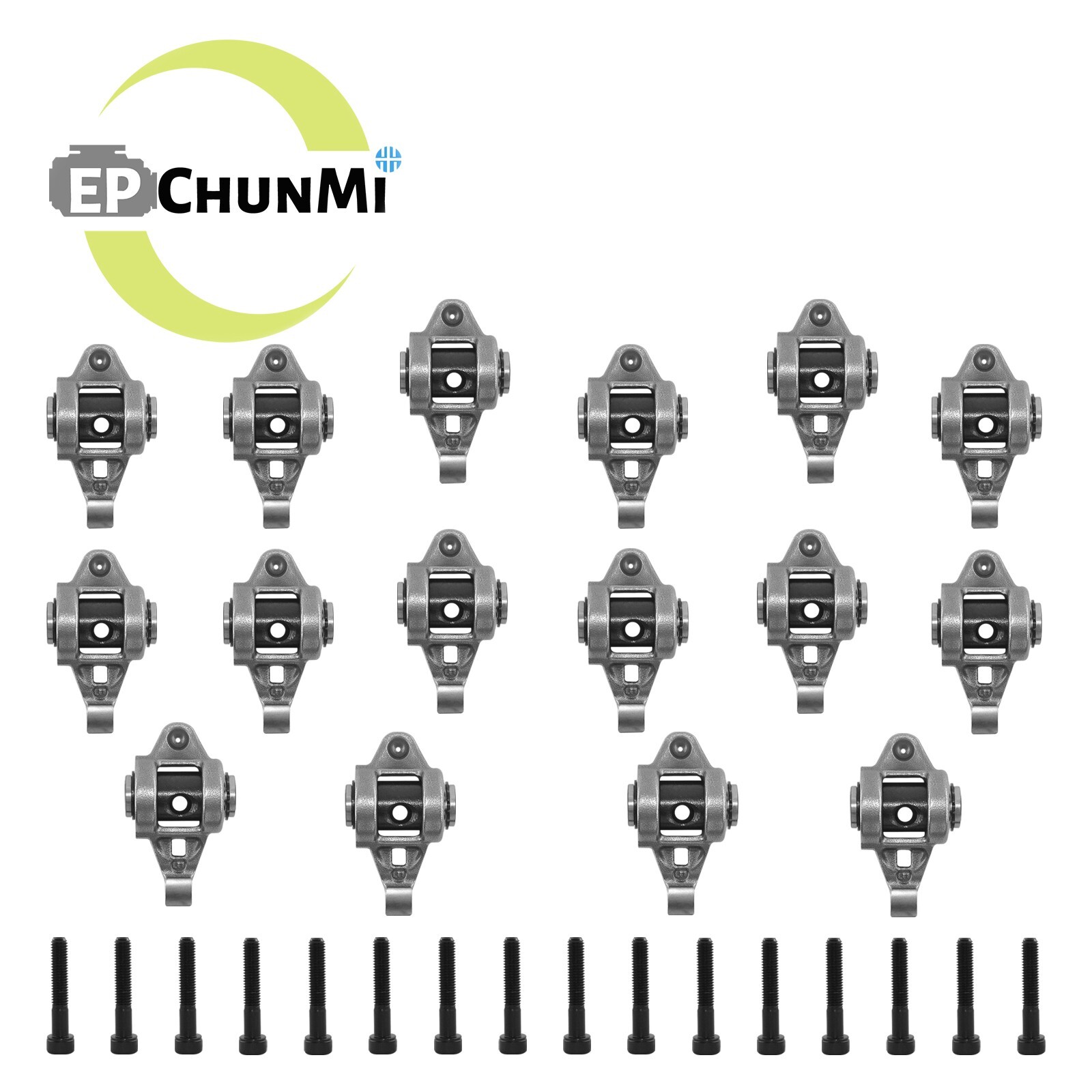 EPChunMi 16PCS LS Rocker Arm +Trunion Kit For Chevrolet GMC 4.8 5.3 5.7 ...