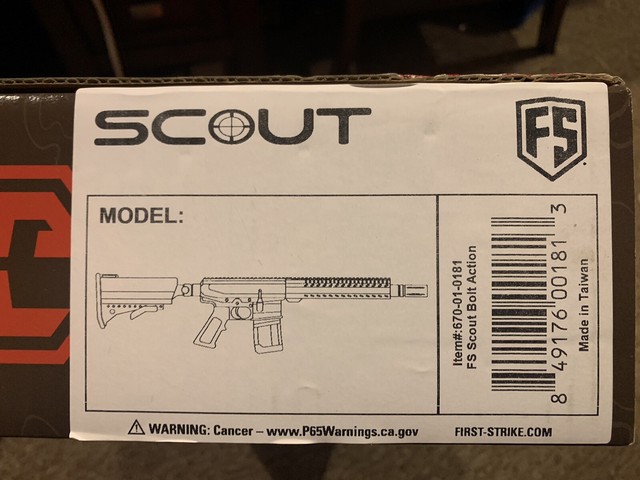 First Strike Scout Bolt Action Mag Fed Paintball Marker - Black (670-01 ...