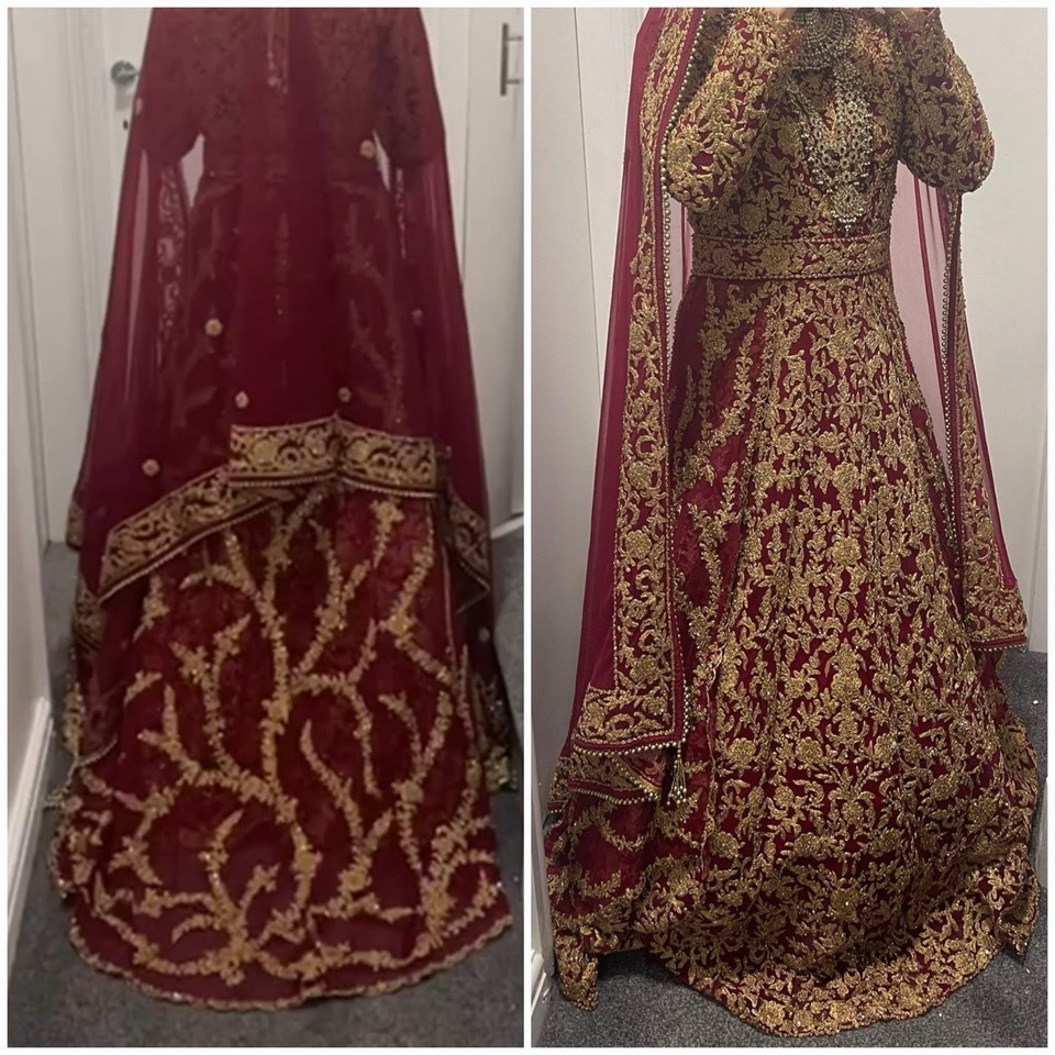 Asian Pakistani Indian Bridal Long Dress Size Medium . | eBay UK