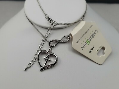 Christian Designs Infinity 19" Necklace Silvertone | eBay