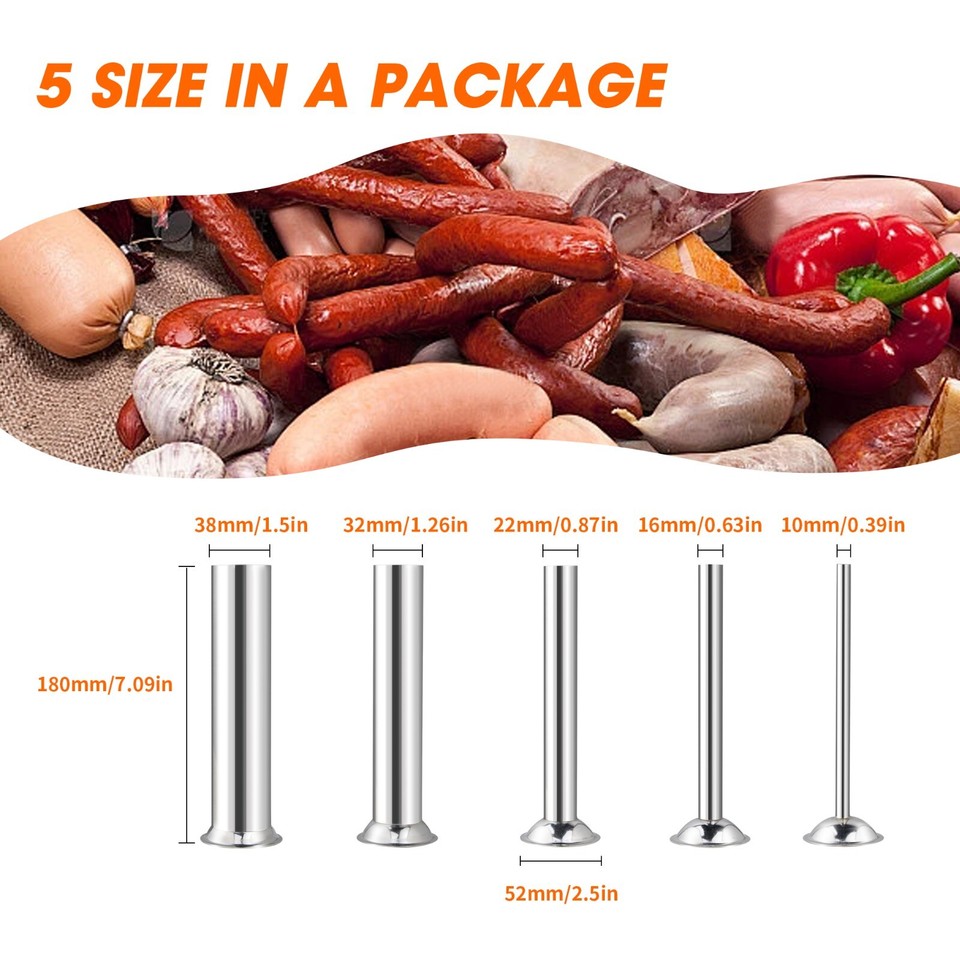 Hakka 5 Sizes Stuffing Tubes for Sausage Stuffer Stainless Steel ...