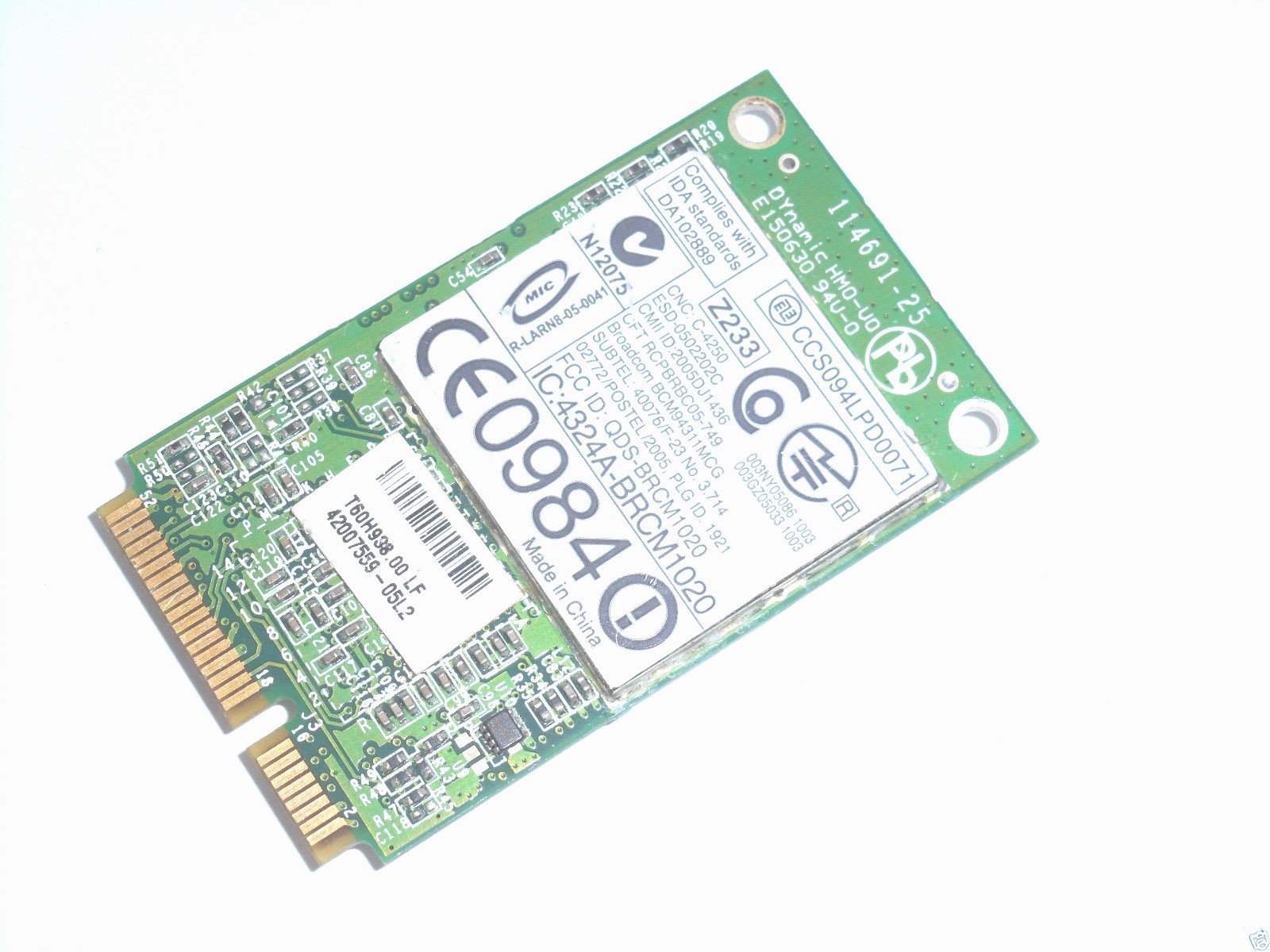 Dell TrueMobile 1390 802.11 b/g Wireless WiFi Card LAN Mini-PCI Express ...