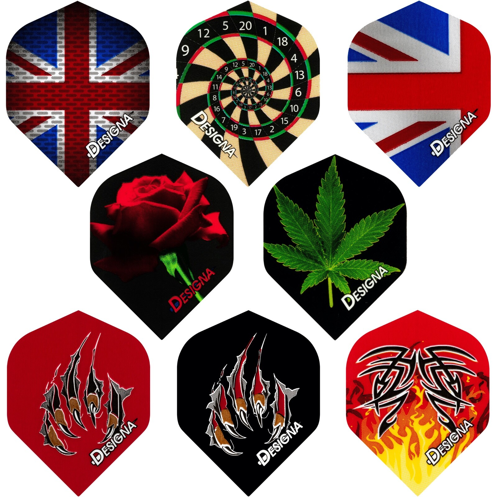 Designa Dart Flights Standard 5 Sets Mixed Designs Two Tough Strong ...