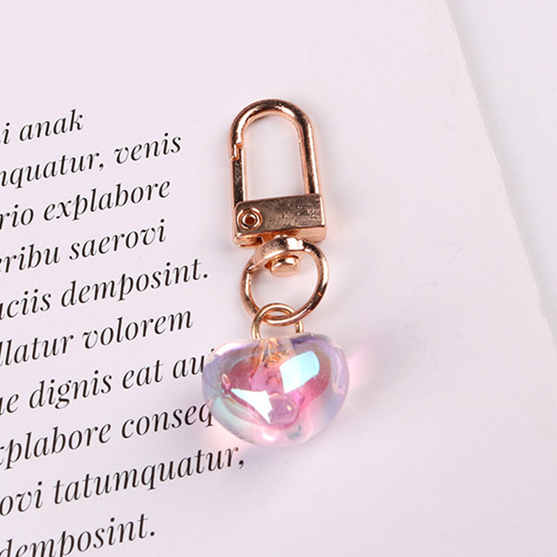 Shiny Acrylic Heart Keychain Bag Accessories Keyring Love Pendant Key ...