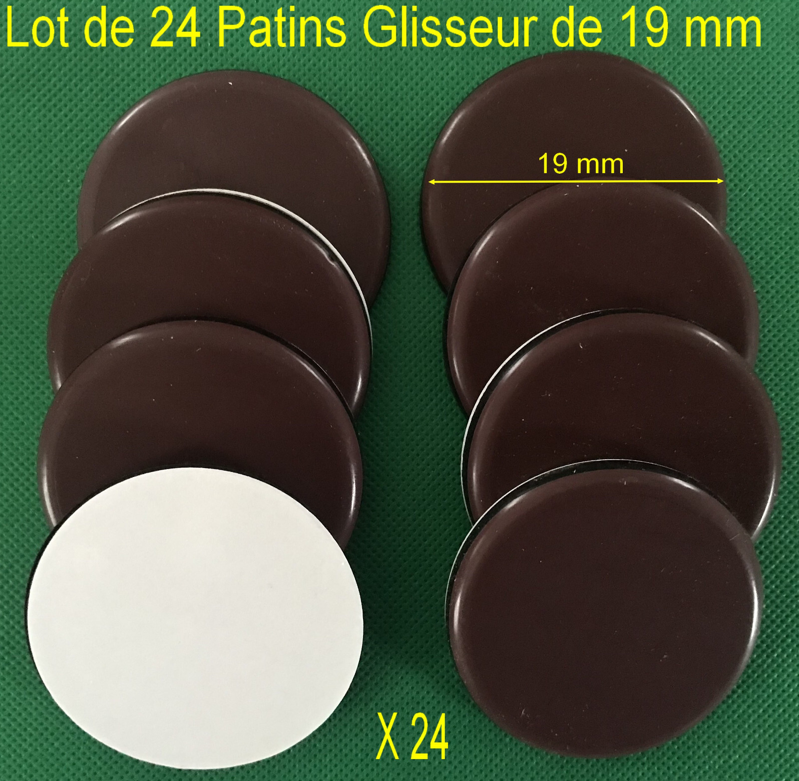 Lot de 24 Patins Glisseur Téflon Adhésif diamètre Ø 19 mm PTFE chaises ...