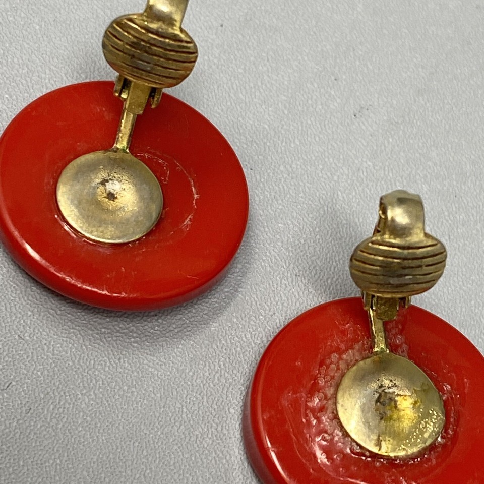 VINTAGE Red Clip On Earrings Round Button Acrylic MOD 1970s 7/8" | eBay