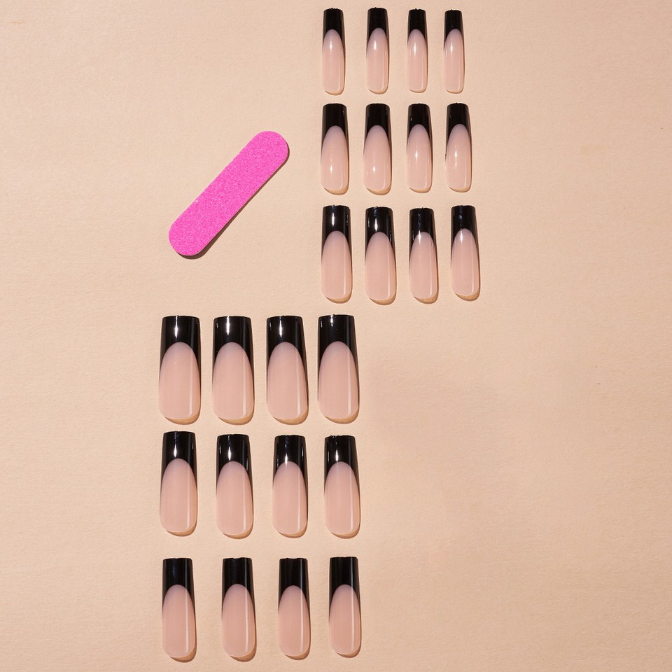 Nails to Apply Nails Rectangular Water Pipe Design 24pcs Elegant for ...