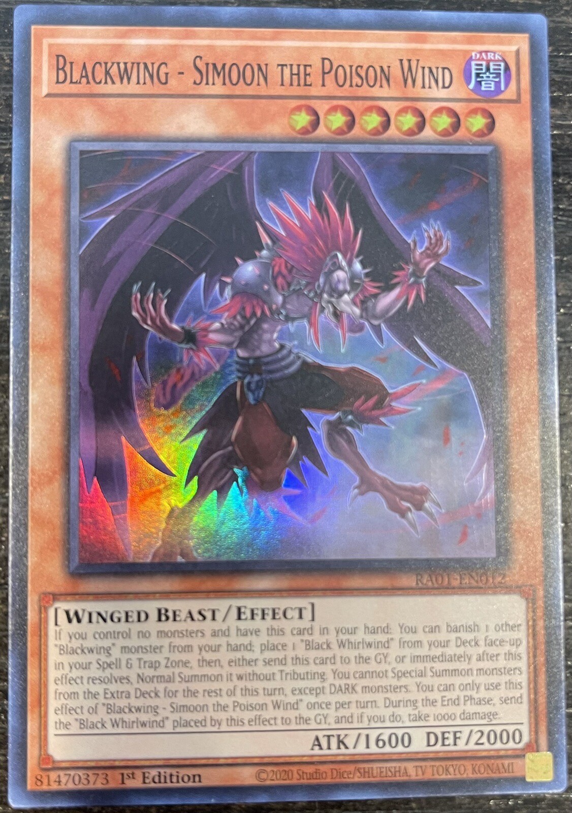 Blackwing - Simoon the Poison Wind 1st Ed Super Rare RA01-EN012 | eBay