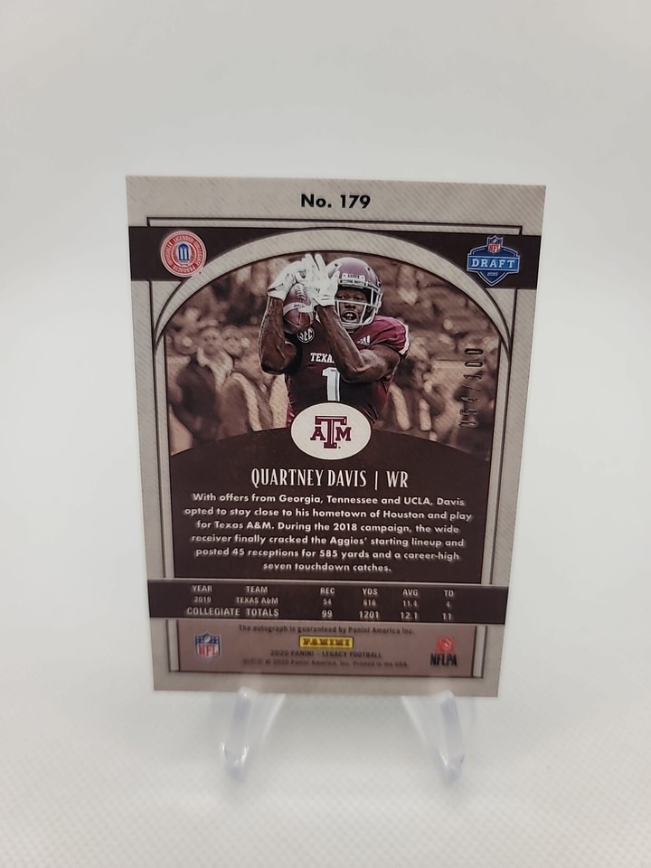 2020 Legacy Premium Penmanship Bronze Quartney Davis Rookie Auto 54 / ...