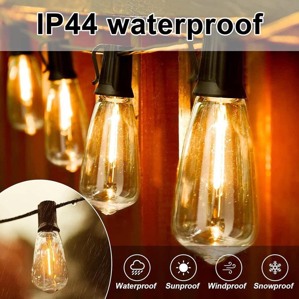 Outdoor String Lights, IP65 Waterproof Led Lights,Hanging for Backyard ...