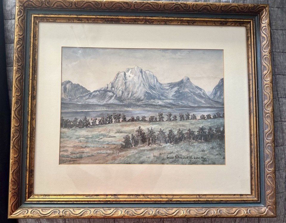 Charles Schatzlein Grand Teton Jackson Lake Wyoming Watercolor 1897 ...