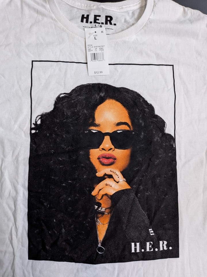 H.E.R. Basic Box Graphic Artist Singer Tee Shirt Men's Large NWT Rap ...