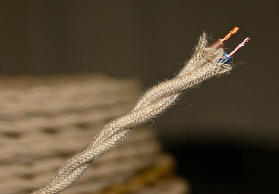 Tan Twisted Cloth Covered Wire, Beige Vintage Style Lamp Cord, Antique ...