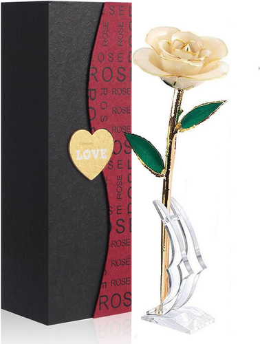 Gold Dipped Rose White,Dipped in 24K Gold-Long Stem Rose Flowers ...