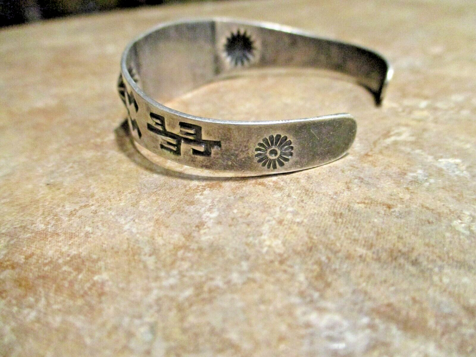 SCARCE Old 1940's Navajo Sterling Silver Turquoise SUN Concho Bracelet ...