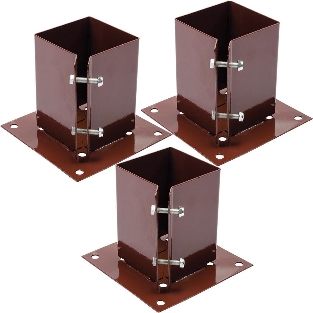 Fixman Bolt Down Fence Post Support Base 4" 100mm Square Clamp Grip ...