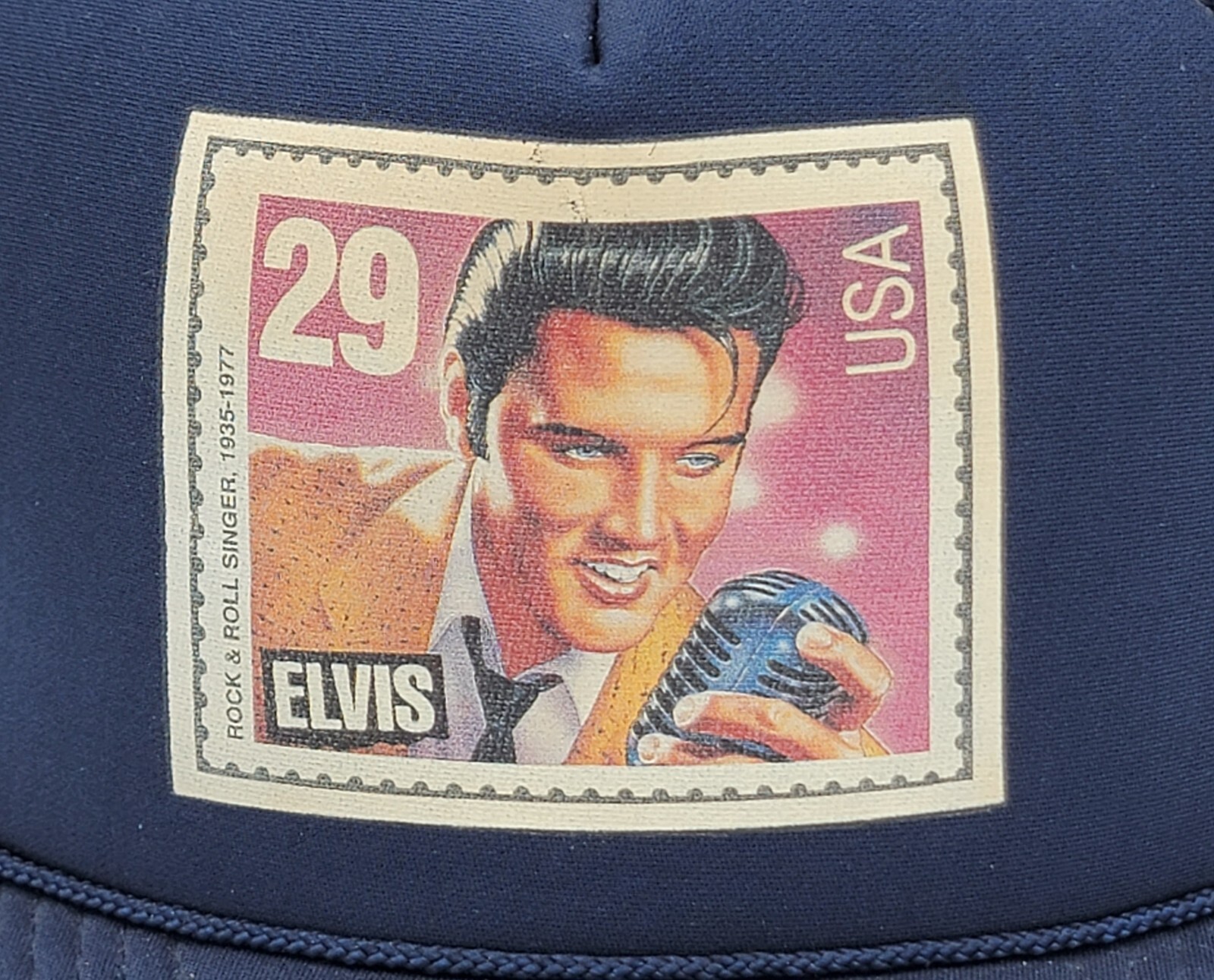 Vintage 1992 Elvis Presley US Postal Stamp Foam Mesh Trucker Snapback ...