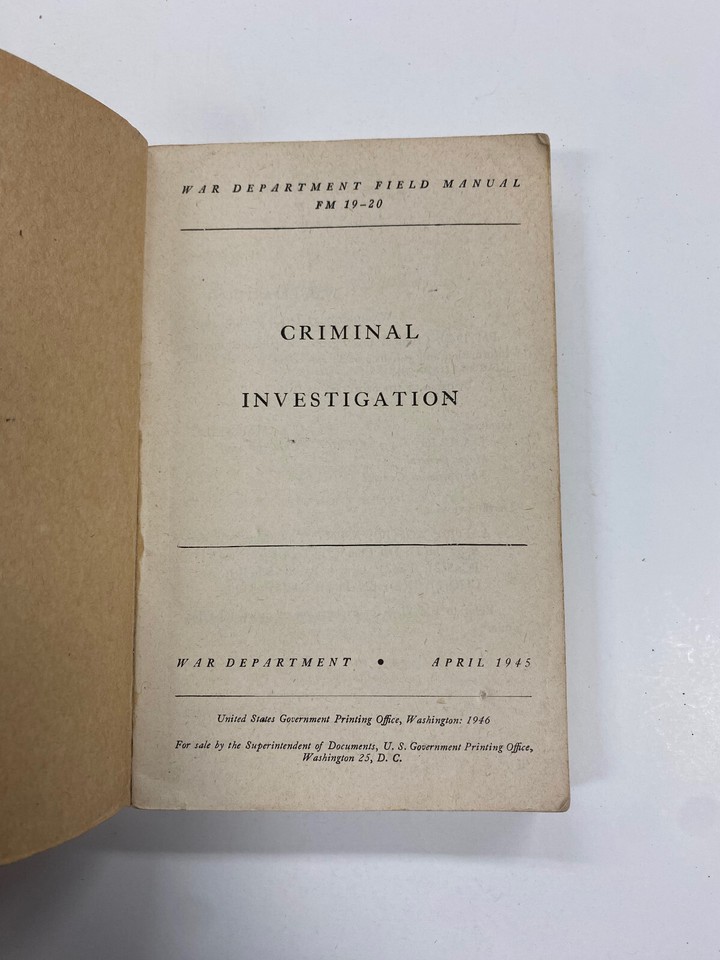 OAG) United States US War Department Criminal Investigation 1945 PB ...