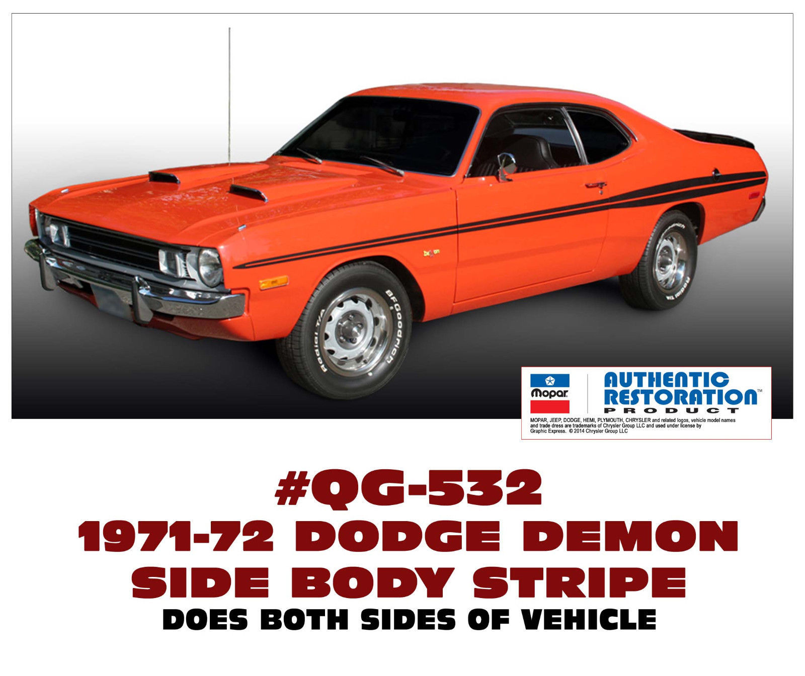 GE-QG-532 1971-72 DODGE DEMON - SIDE STRIPE KIT - FACTORY REPLACEMENT ...