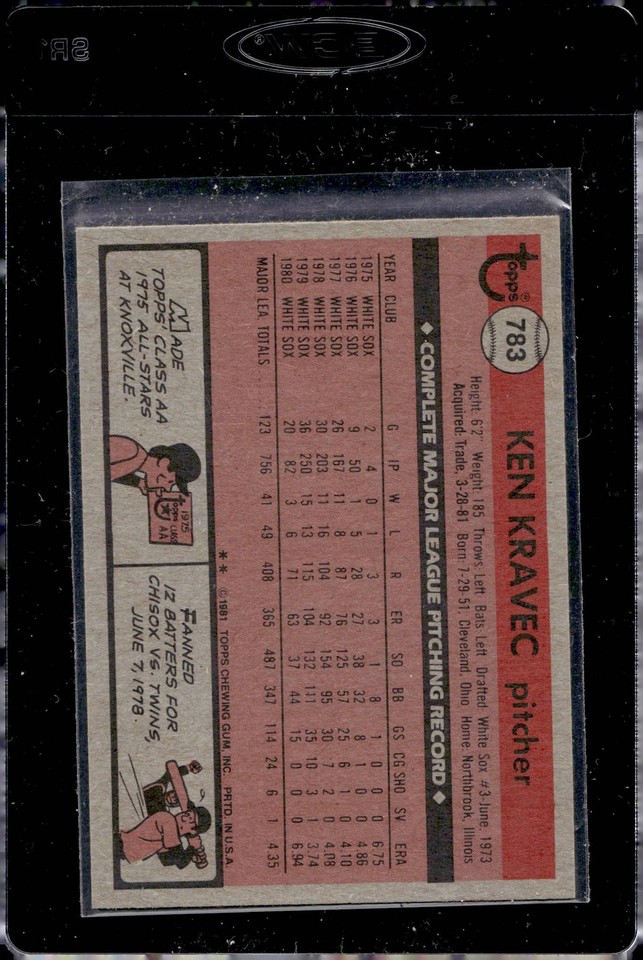 1981 Topps Traded #783 Ken Kravec / Set Break | eBay
