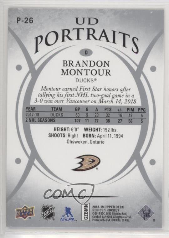 2018-19 Upper Deck UD Portraits Brandon Montour #P-26 | eBay