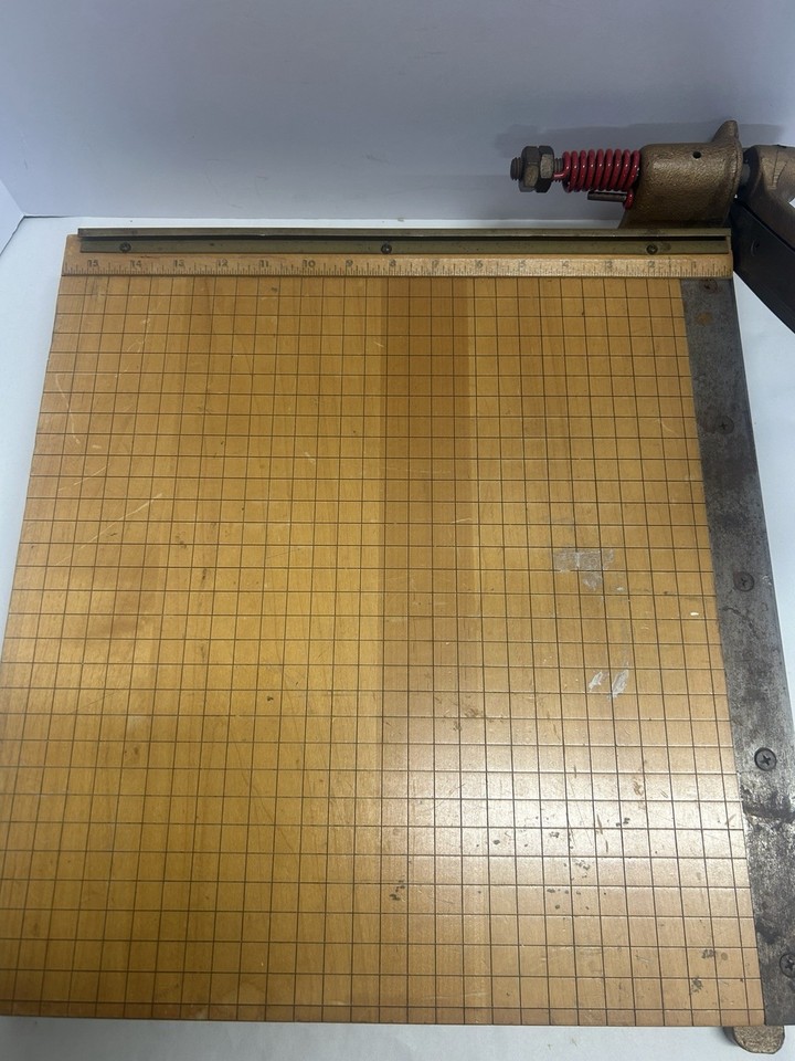 Vintage INGENTO No 5 Paper Cutter Wood w/ Cast Iron Handle Made In USA ...