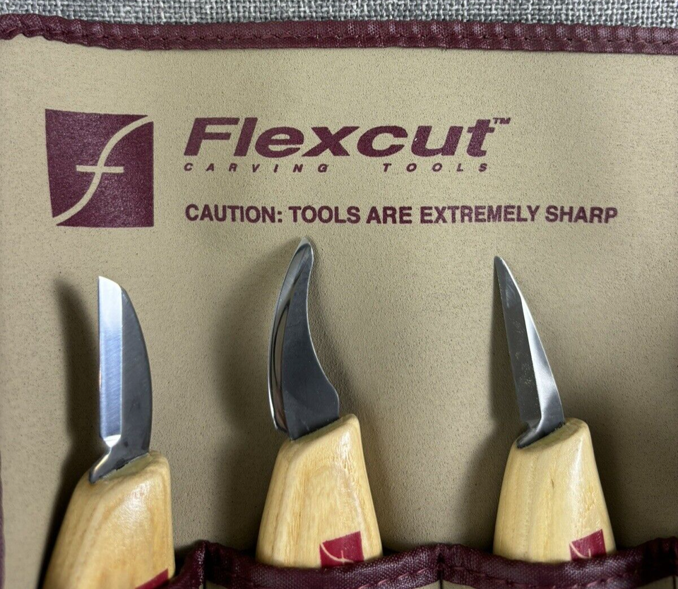 FLEXCUT Wood Carving Kit - 4 Piece with Solid Ash Handle Knife set # ...