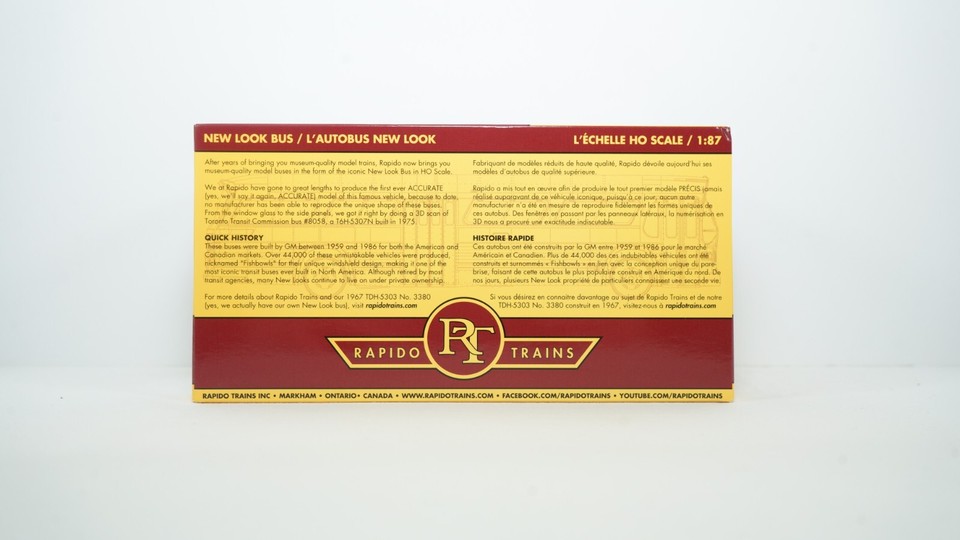 Rapido Trains 1/87 HO New Look Bus Toronto Transit TTC Maroon Cream ...