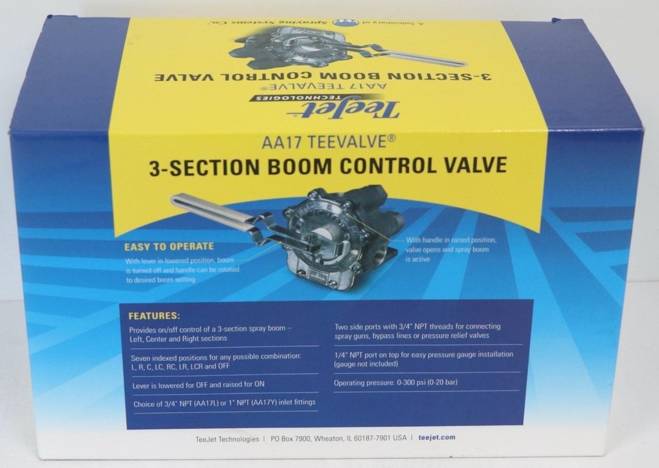 NEW - Teejet AA17 Teevalve 3-Section Boom Control Valve AA17L | eBay