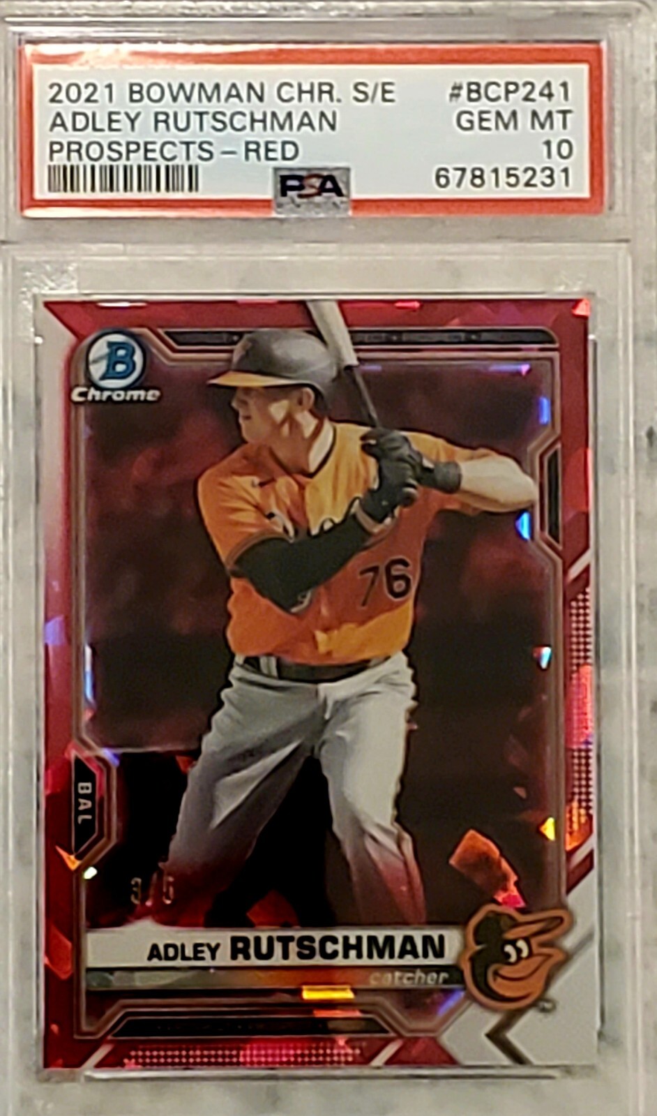 2021 Bowman Chrome Adley Rutschman Red Sapphire BCP-241 1/5 PSA 10 POP ...