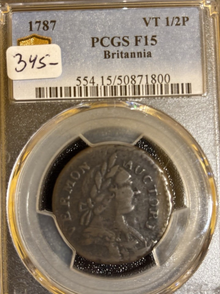 1787 Vermont 1/2 P Britannia PCGS Fine 15 Nice Coin Rare! | eBay