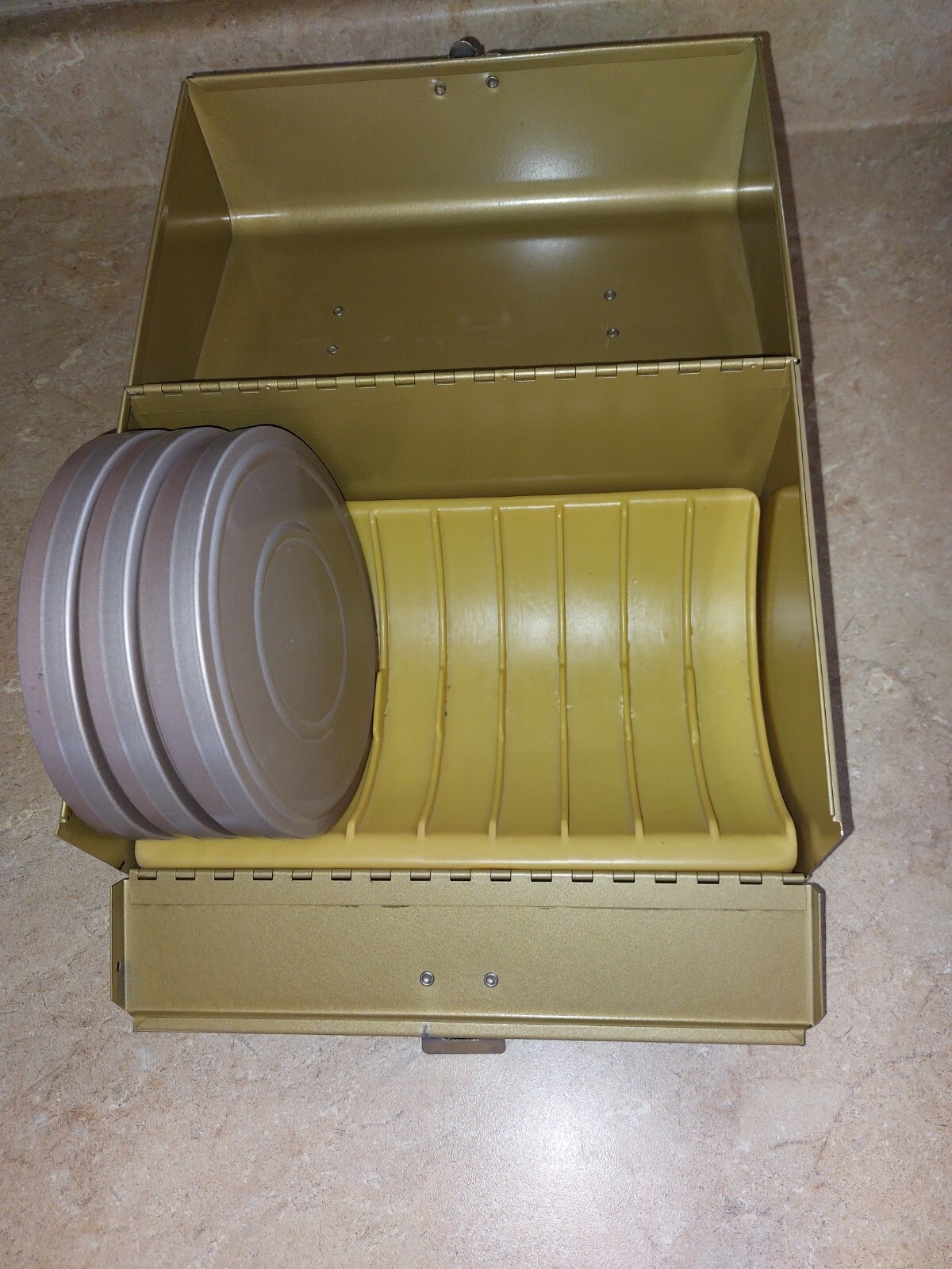Vtg Metal Storage Film Case Box For 8mm Film Reel Canisters 9 Slots W/3 ...