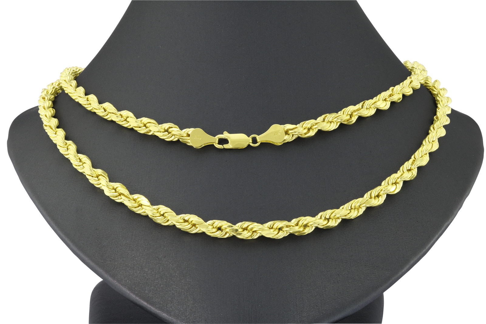 10k Yellow Gold 5mm Diamond Cut Rope Italian Chain Pendant Necklace ...
