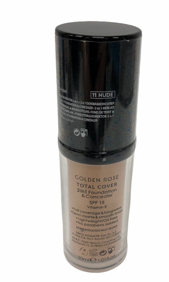 Golden Rose Total Cover 2in1 Foundation & Concealer SPF15 (30mL/1.01Oz ...