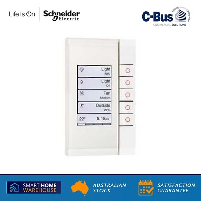 Clipsal C-Bus 5085EDLW-PW eDLT 5-Button Multi Wall Switch, Saturn, Pure ...