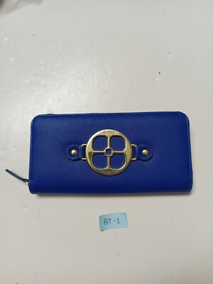 Iman global chic cobalt blue wallet/clutch golden logo zipper versatile ...