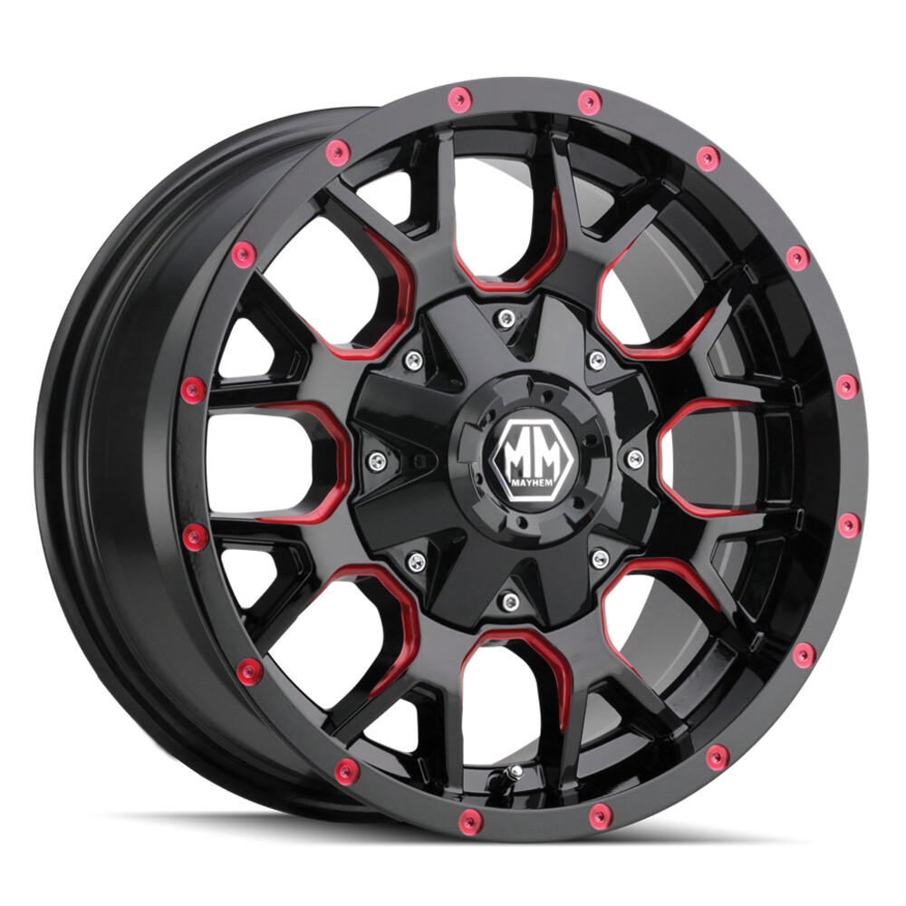 MAYHEM 8015 Warrior 20X9 8x165.1/8x170 Offset 0 Black w/Prism Red (Qty ...