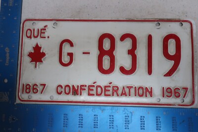 Quebec License Plate Montreal Canada PQ Confederation 1967 Government ...