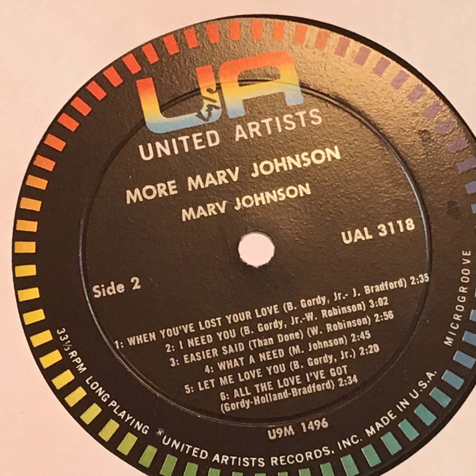 Marv Johnson MORE MARV JOHNSON orig1960 Mono 1st Press UAL 3118 Berry ...