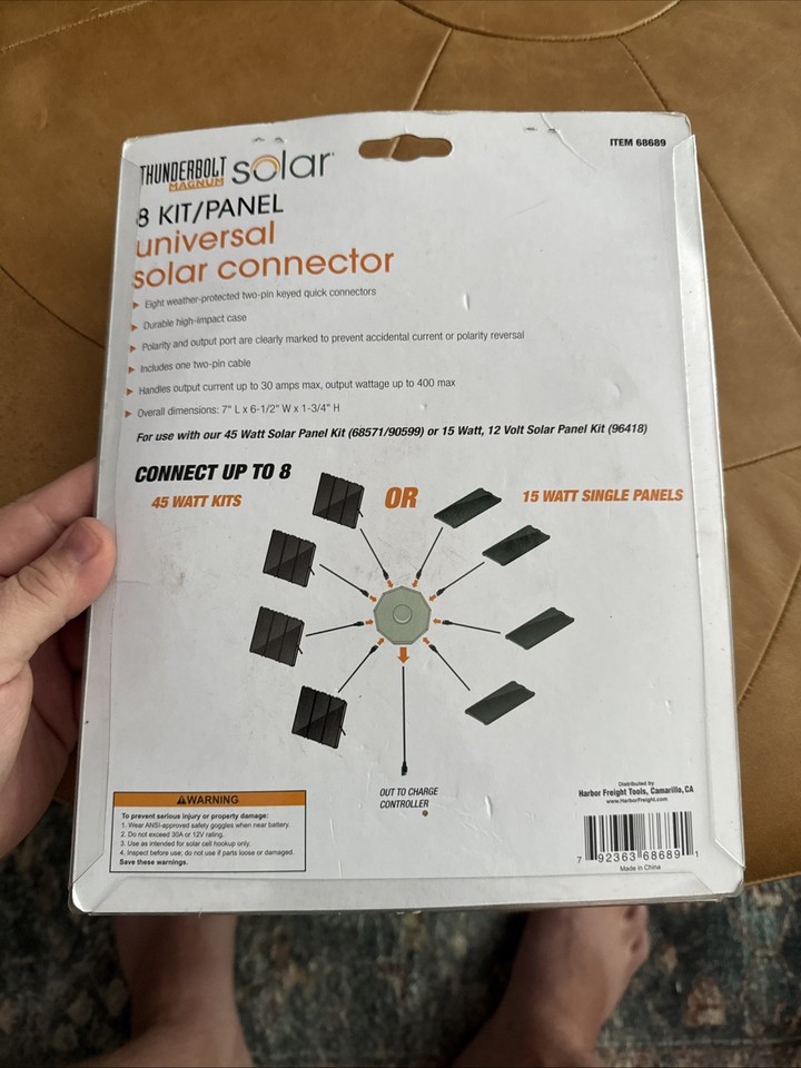 Thunderbolt Magnum 68689 Universal Solar Connector 8 Panel 400W Output ...