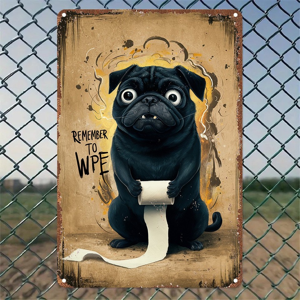 2D Flat, Room Decor 1pc, Tin Metal Signs Humorous Dog Metal Foil Sign ...