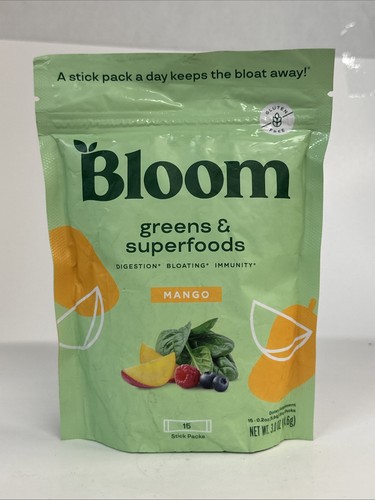 Bloom Nutrition Superfood Greens Powder Stick Packs Digestive Enzymes ...