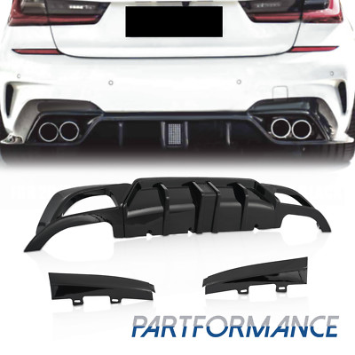 CMS Style Gloss Black Rear Diffuser W/LED Light For 2019-2022 BMW G20 3 ...