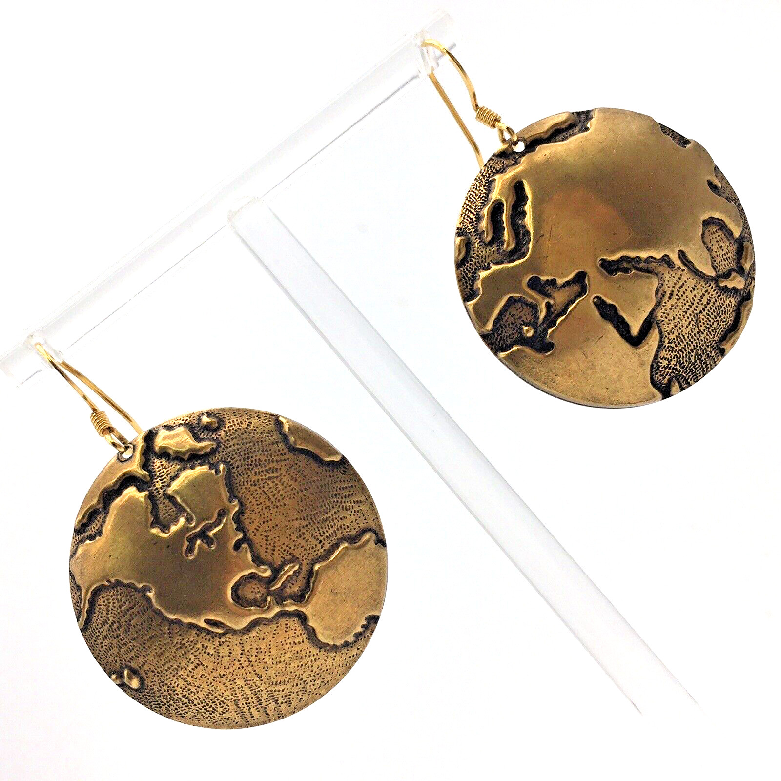 Brass Repousse Asymmetrical World Map Split Globe Dan… - Gem